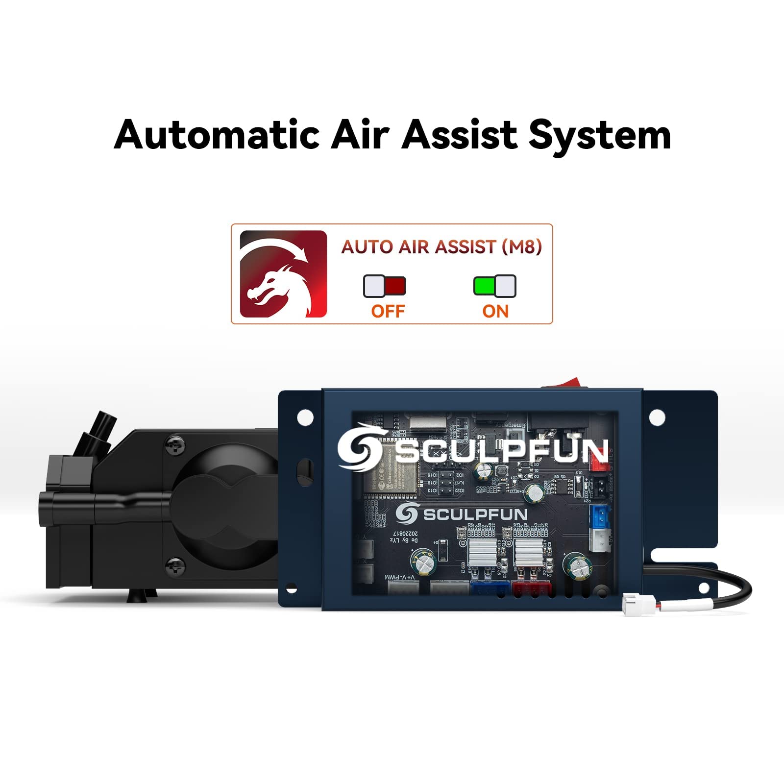 SCULPFUN Automatic Air Assist Kit, 32Bit Automatic Air Assist Mainboard ...