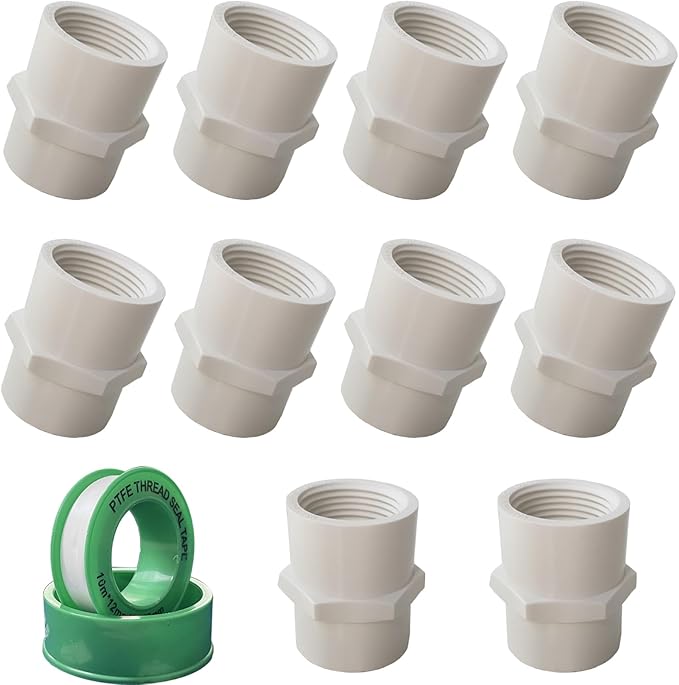 Amazon.com: 10Pcs White PVC Pipe Fitting, 1/2 inch NPT Female Thread ...