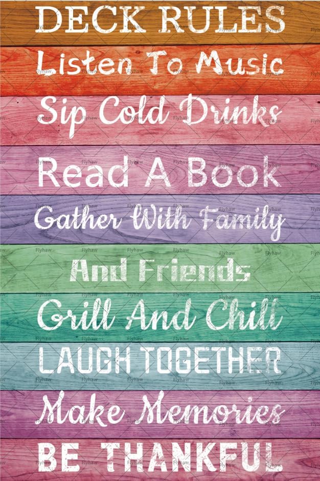 Amazon.com : Deck Rules Sign - House Wall Backyard Decor Sign 12x16 ...