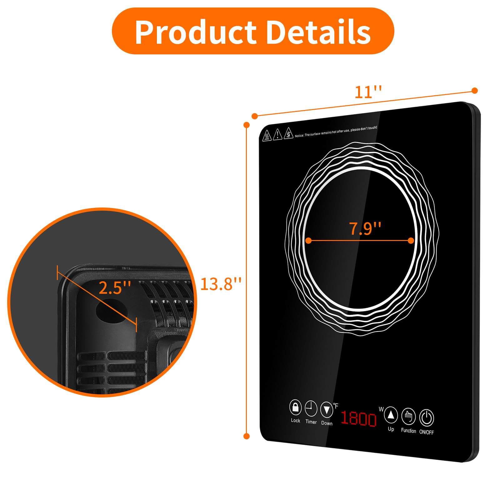 Snapklik.com : Portable Induction Burner, 1500W Electric Induction ...