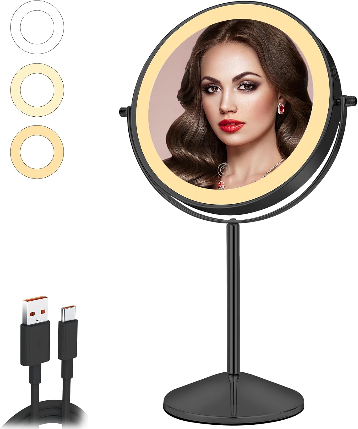 Amazon.com - AumVum 8" Vanity Mirror with Lights Rechargeable, 1X/10X ...