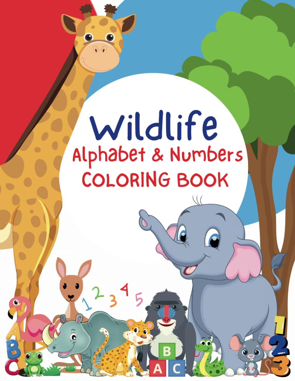 Wildlife Alphabet & Numbers Coloring Book: Animal coloring pages with ...