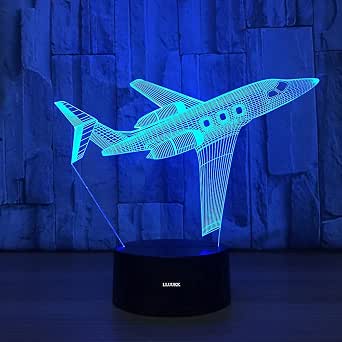 Amazon.com: Lámpara de escritorio LED de avión visual 3D, 7 cambios de ...
