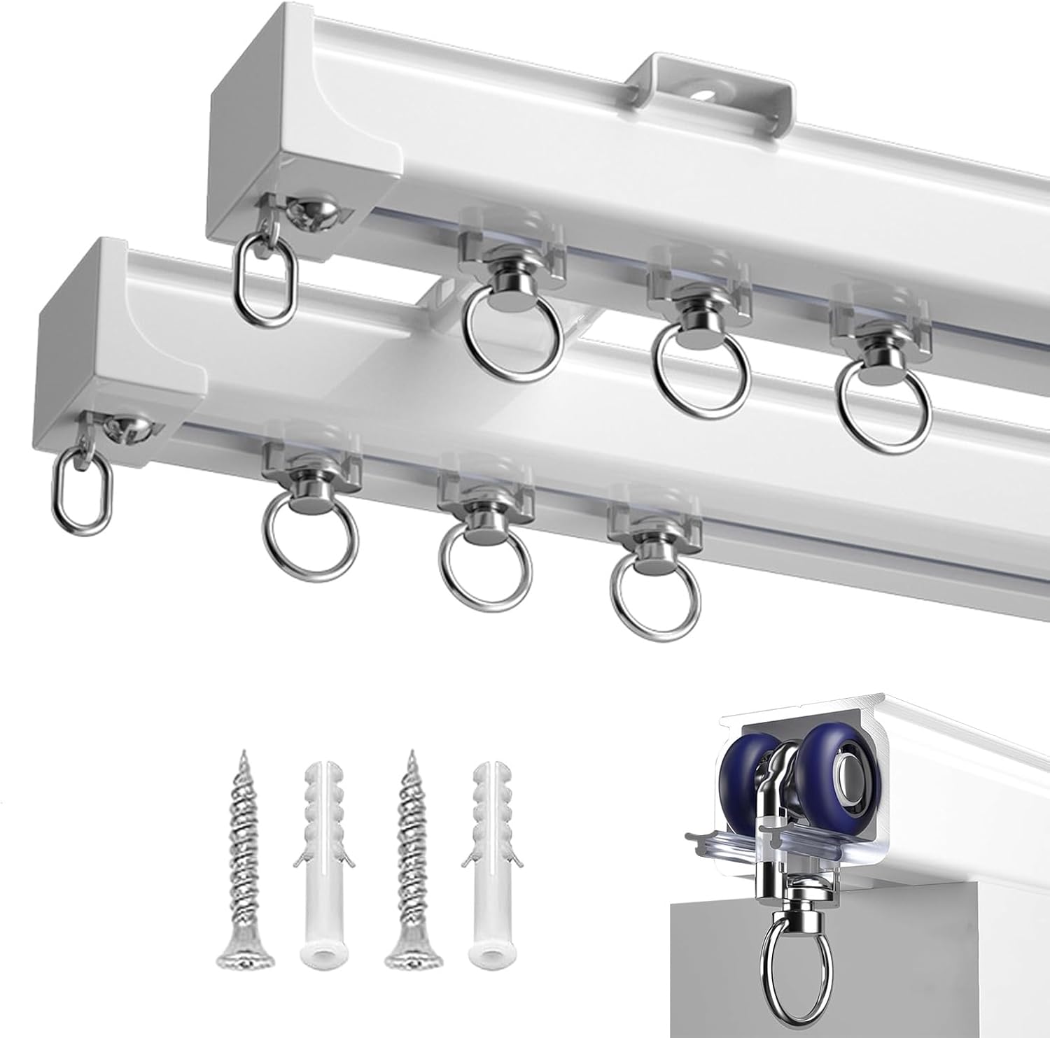 Amazon.com: Aluminum Curtain Conjoined Double Track Ceiling Mount 0.5m ...