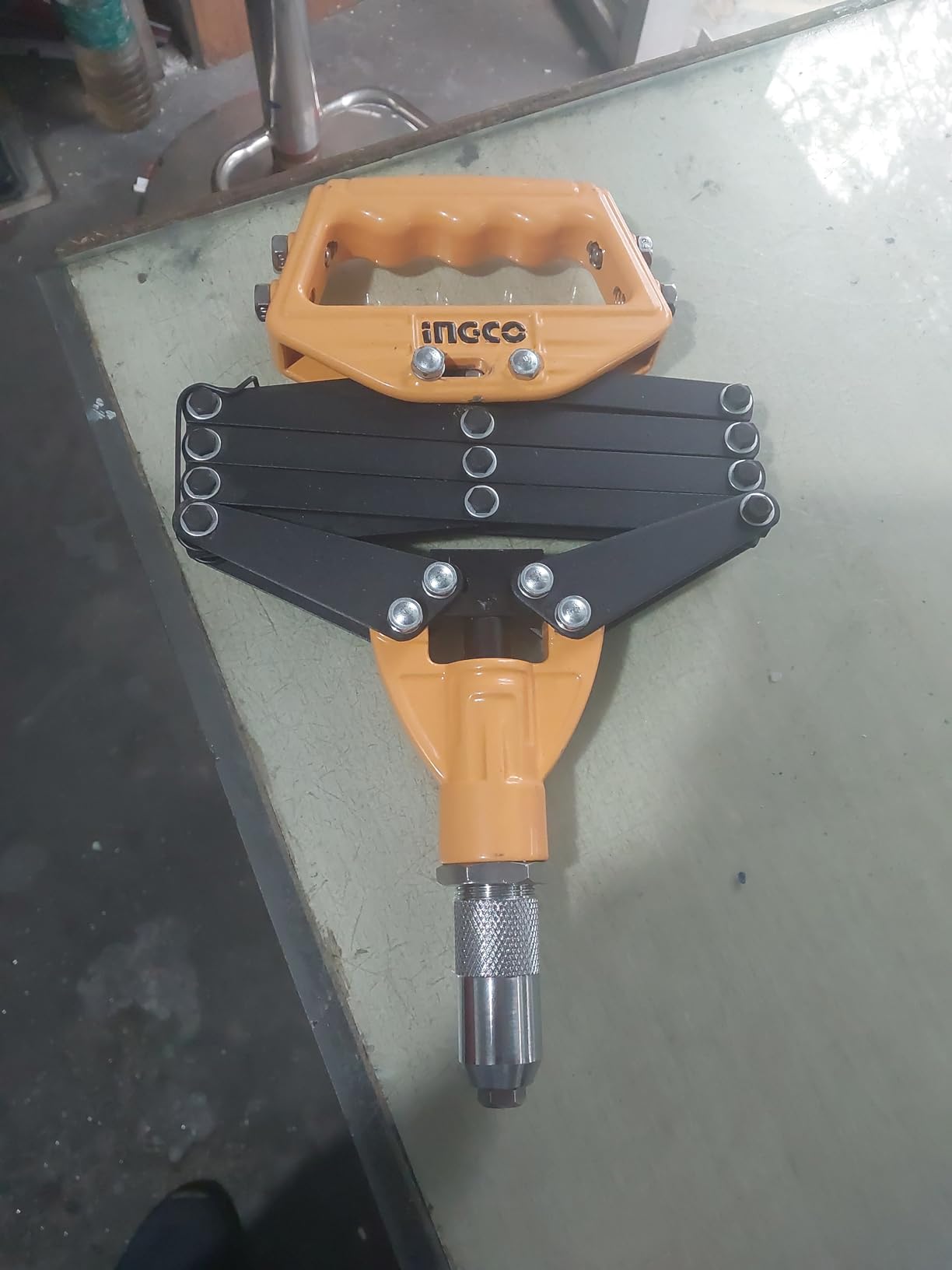 INGCO 32 Inch Folding Hand Riveter, Pop Rivet Gun Single Pull Action ...
