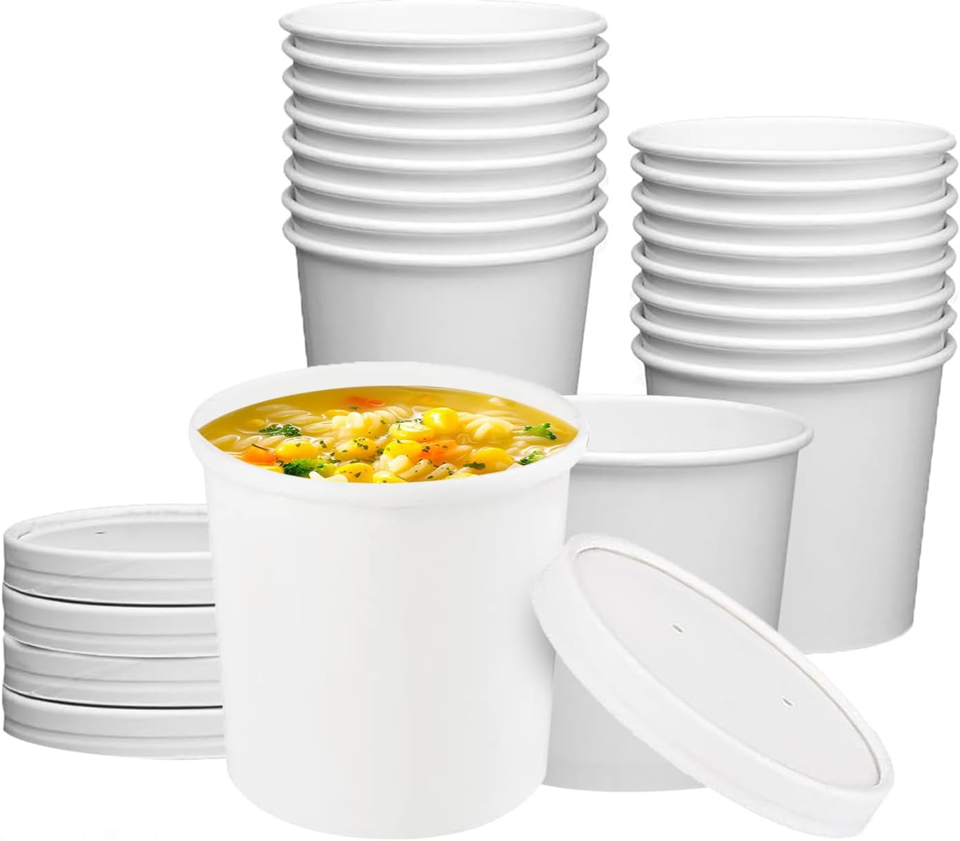 Amazon.com: APSIC Disposable Paper Soup Cups - 100 Sets 26oz Large To ...