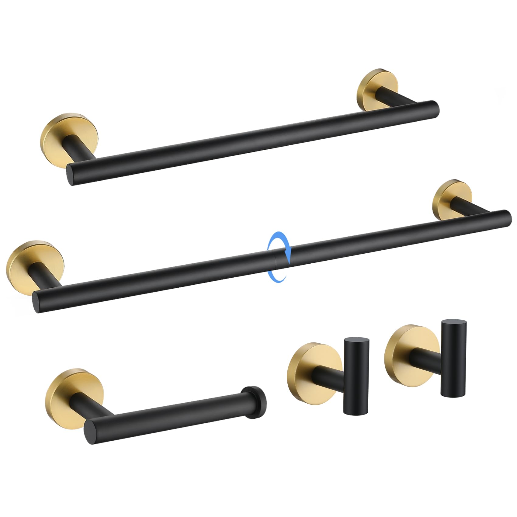 Amazon.com: 5 Pieces Black Gold Bathroom Hardware Set, 23.6 Inches ...
