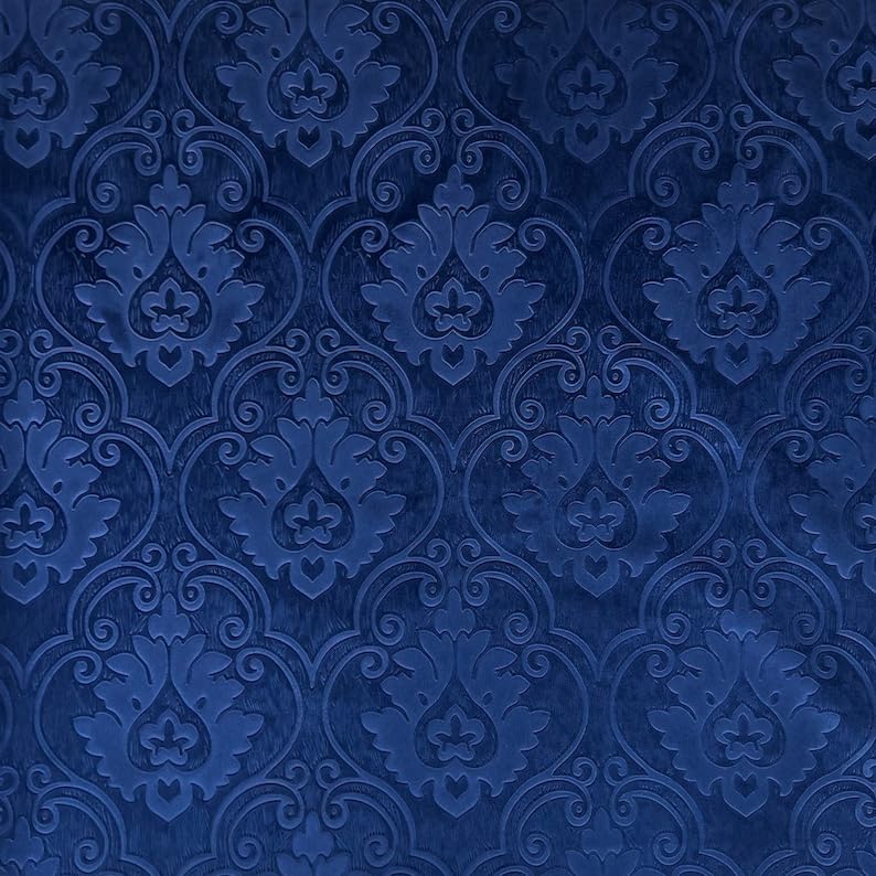 Amazon.com: Fashion Fabrics LLC Royal Blue Royalty Damask Embossed ...