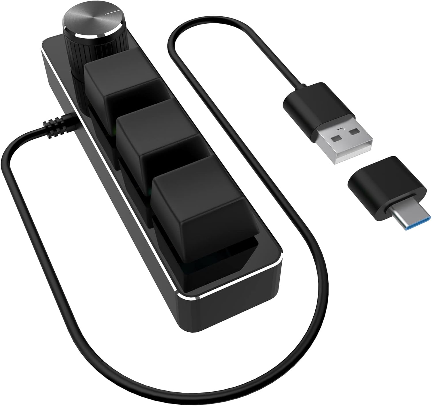 USB Mini Keypad 3 Keys and 1 Knob Mechanical Programmable ...
