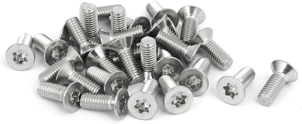 Amazon.com: uxcell M6x16mm 304 Stainless Steel Flat Countersunk Head Torx Screws Silver Tone ...