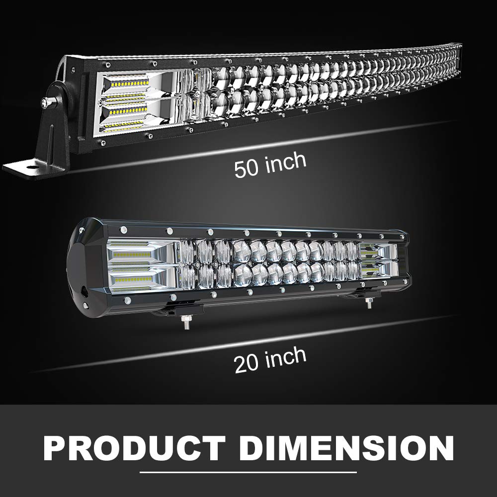 DOT 50Inch 5D Curved Led Light Bar 5D +20Inch Led Work Lights+4x 4Inch ...