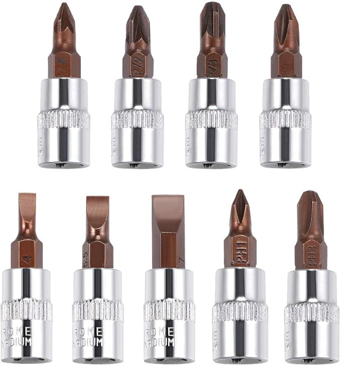 uxcell 1/4" Drive Phillips Slotted Bit Socket Set, S2 Steel Bits, CR-V ...