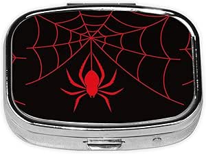 Amazon.com: Xiso Ver Red Spider and Spider Web Pill Box Portable Metal ...