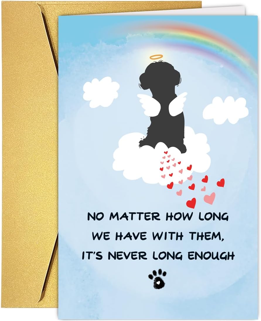 Amazon.com : Dog Loss Sympathy Card, Cute Pet Dog Loss Card with Rainbow Bridge, Dog Condolence ...