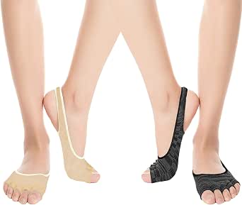Amazon.com: Lujuny Nonslip Yoga Grip Toeless Socks Heelless Socks ...