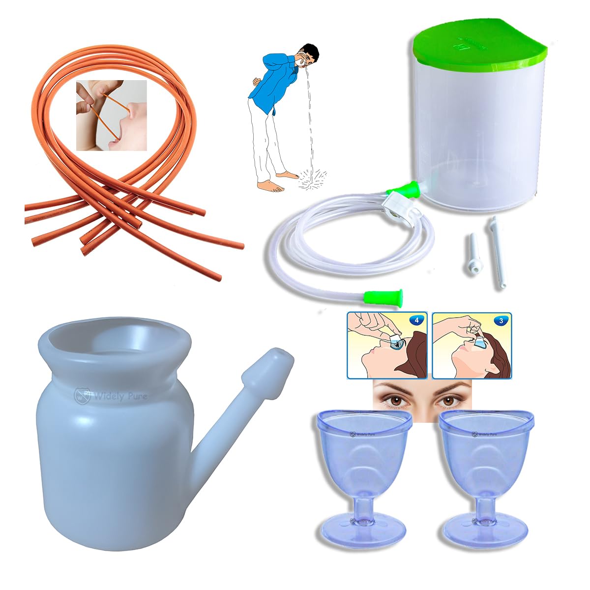 Buy Widely Pure Anema kit satvik 1500ml, neti pot lota 500ml with 3 ...