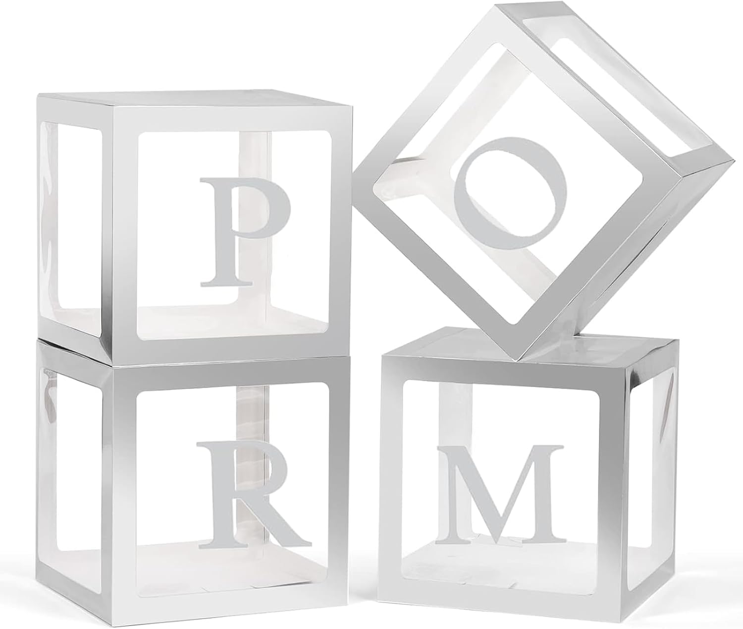 Amazon.com: 4 Pcs Prom Boxes with Letters 11.8 x 11.8 x 11.8 Inch Clear ...