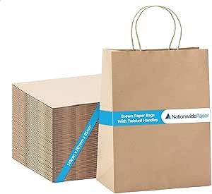 Amazon.com: Nationwide Paper Medium 25 Pcs Brown Twist Handle Paper ...