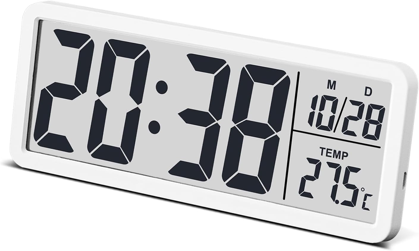 Amazon.com: JoFomp LCD Digital Wall Clocks Battery Operated, 8.5 ...