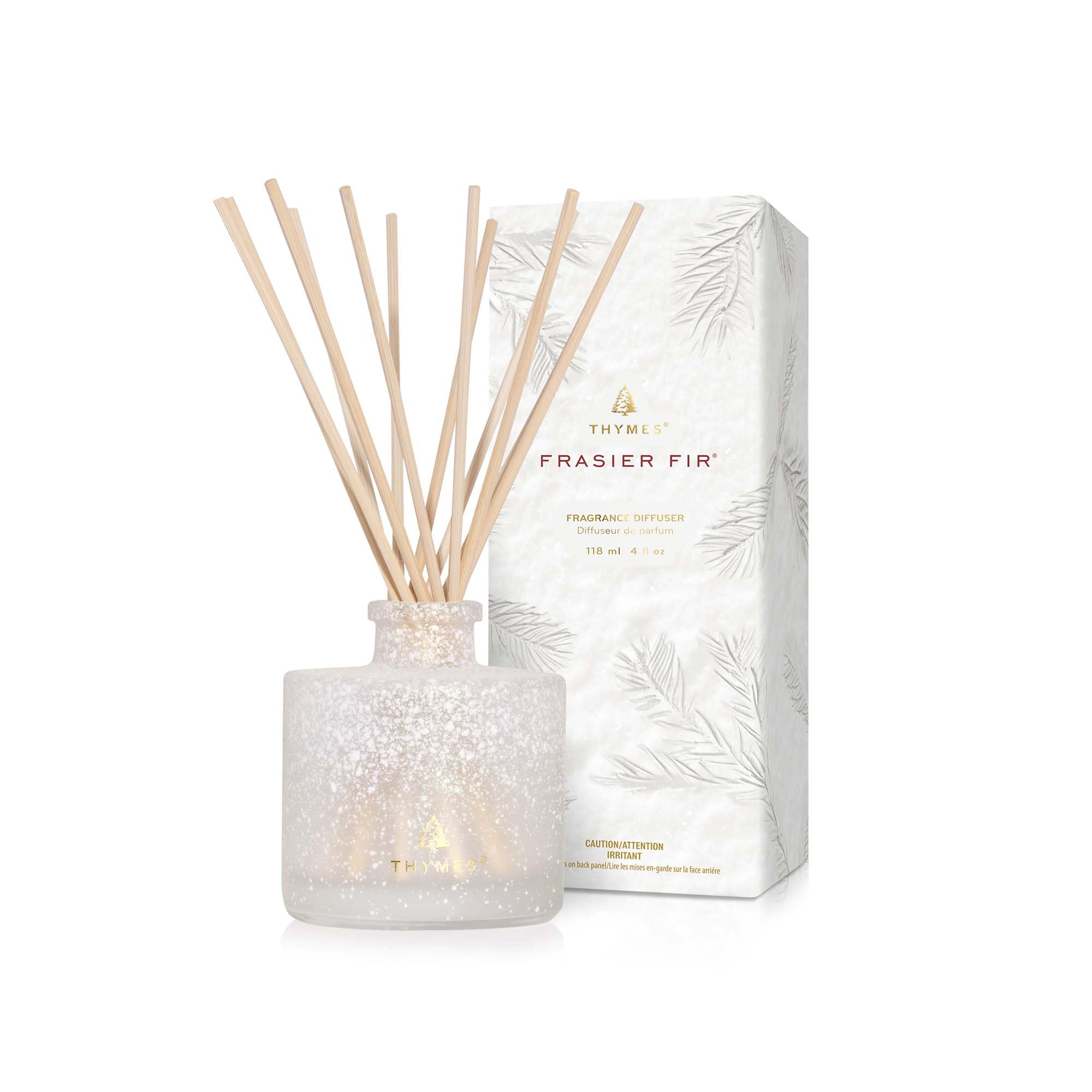 Amazon.com: Thymes Frasier Fir Flocked Petite Reed Diffuser – Home ...