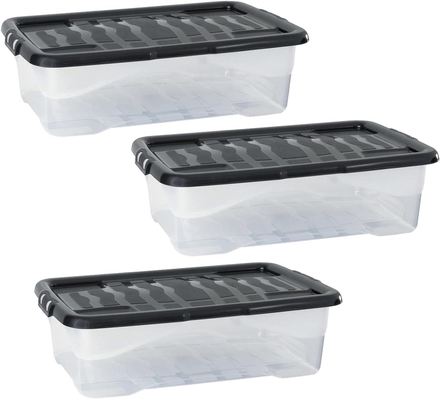 Strata 5 x 65L Curve Plastic Storage Box with Black Lid - Stackable ...
