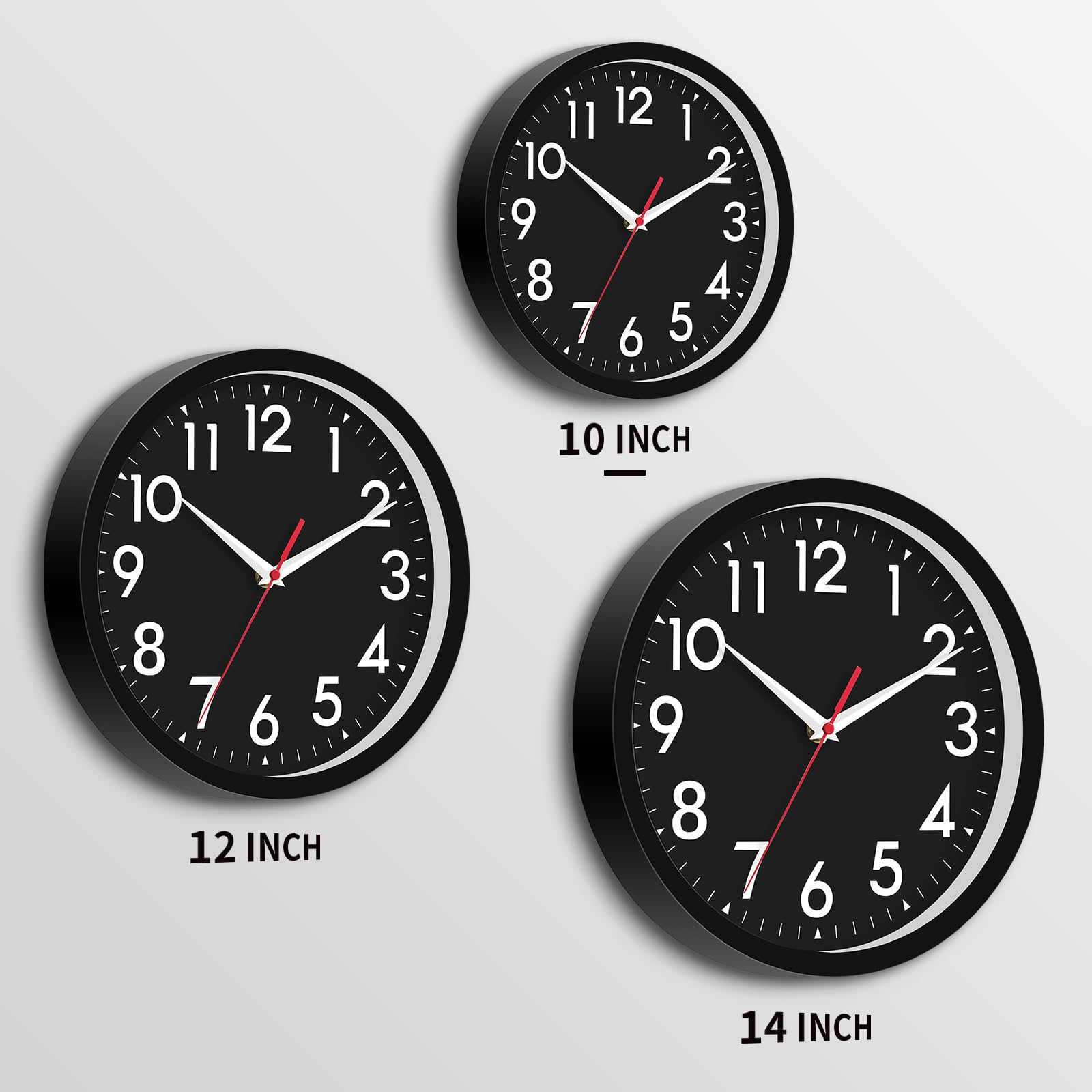 DAXSMY Wall Clock, Black Wall Clocks Battery Operated Small, 10 Inch ...