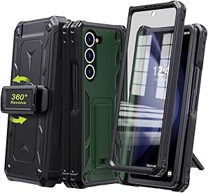 Amazon.com: KJSK for Samsung Galaxy Z Fold 5 Case,with S Pen Holder+Belt Clip Holster+Built-in ...