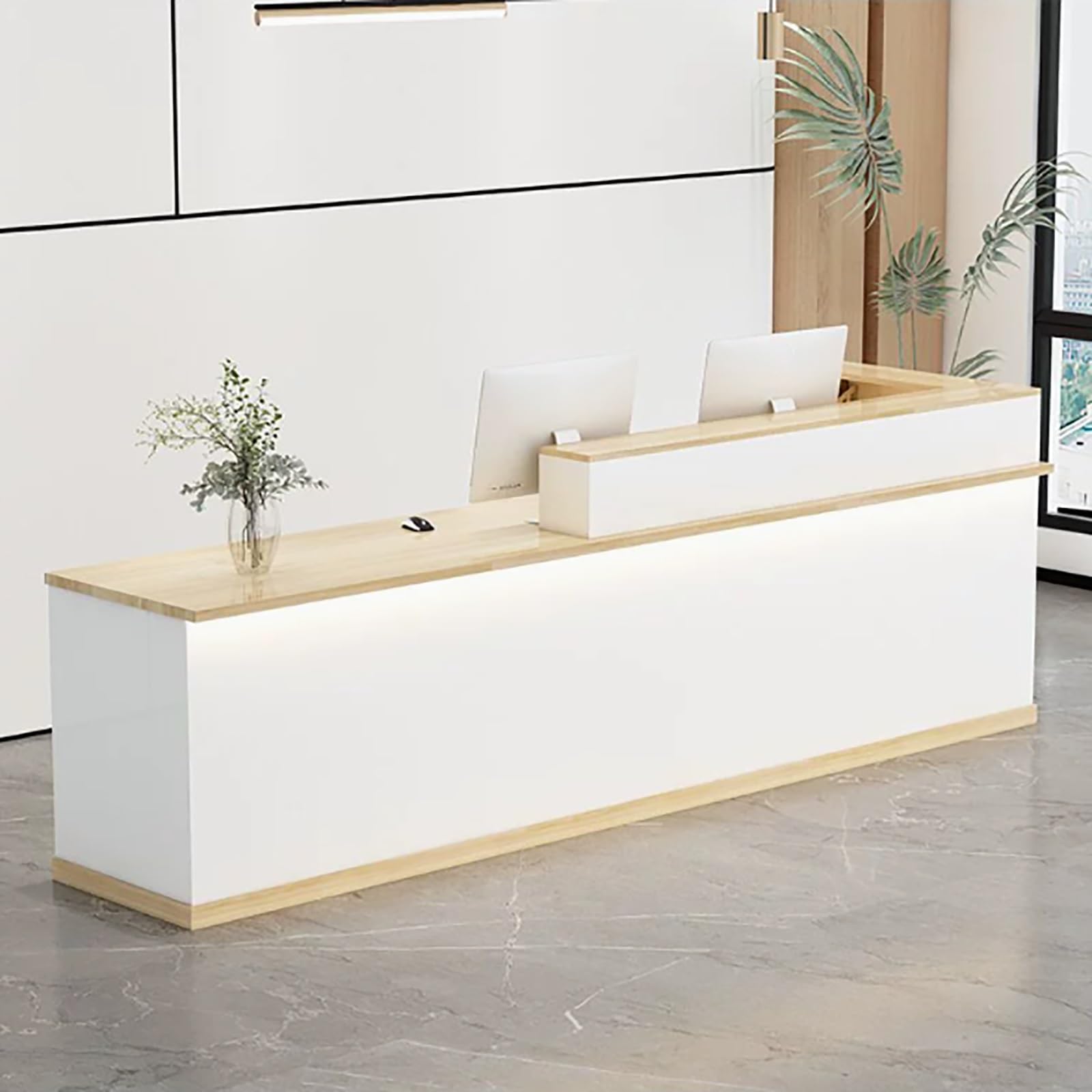 Amazon.com: Modern L-Shaped Reception Desk With Counter, Small Retail ...
