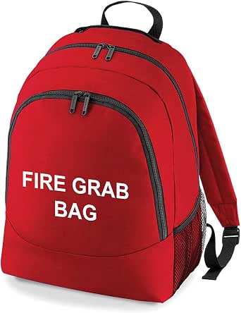 Printed Red Fire Grab Bag Backpack Rucksack For Home, Office, School ...