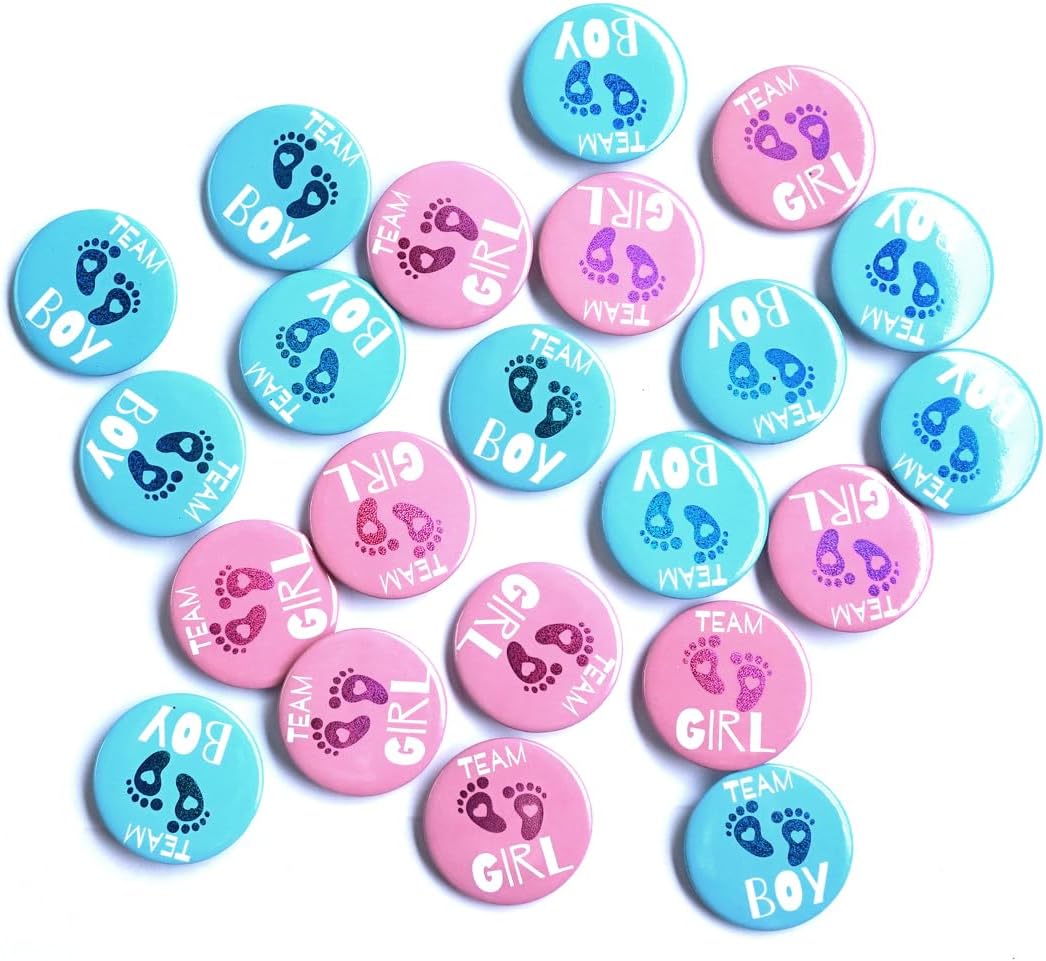 Amazon.com: Team Girl & Team Boy Button Pins - Gender Reveal Party ...