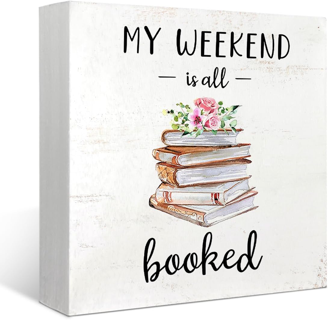 Amazon.com : Mtrgdn Kids Bookshelf Decor,My Weekend is Booked Book Wood ...