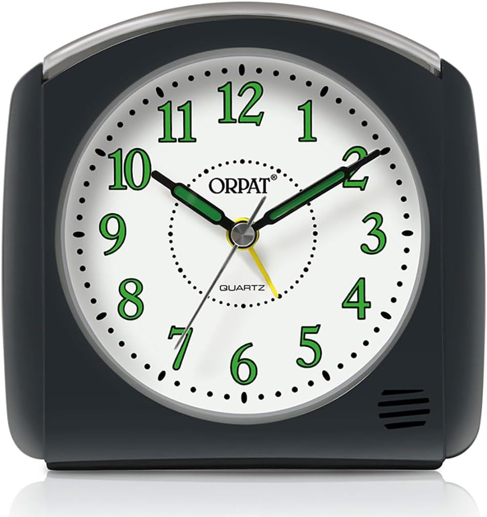 Buy OREVA Plastic Alarm Table Clock with LED and 4 Step Buzzer Sound (Brown Body Green, 9.4 cm x ...