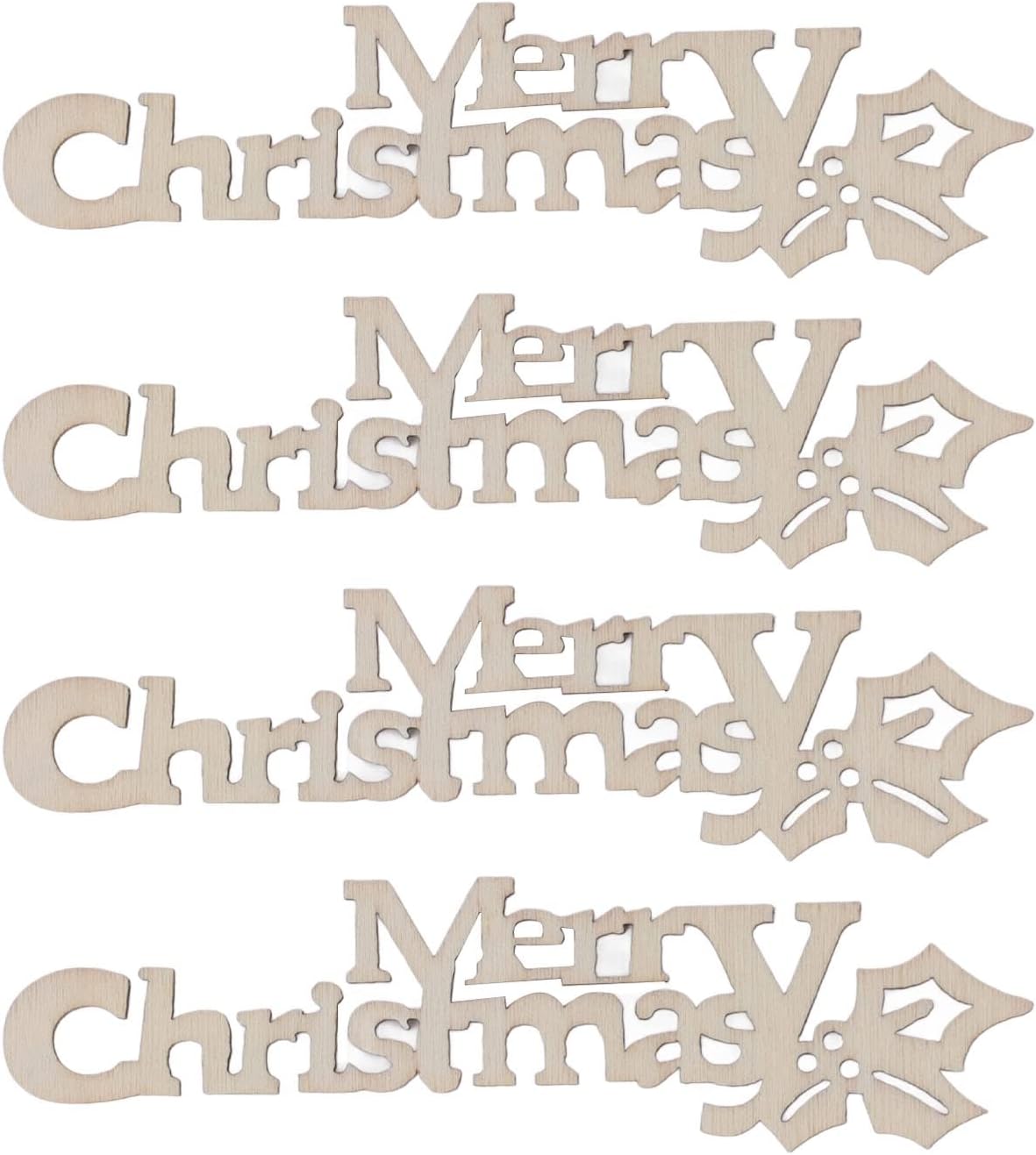 40Pcs Merry Christmas Wooden Cutouts, Unfinished Wood Merry Christmas ...