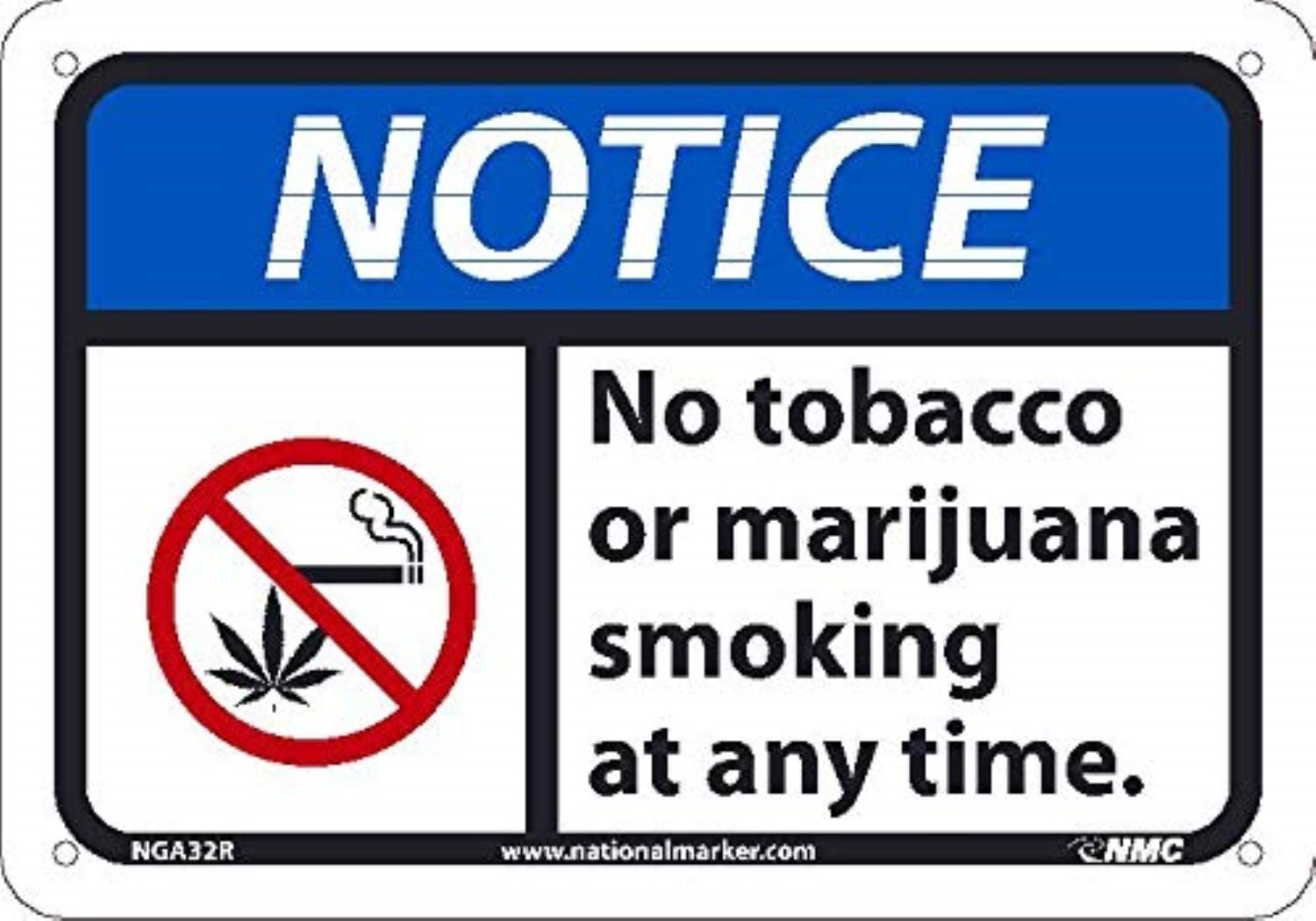 Amazon.com: NMC NGA32R NOTICE - No marijuana tobacco smoking at any ...