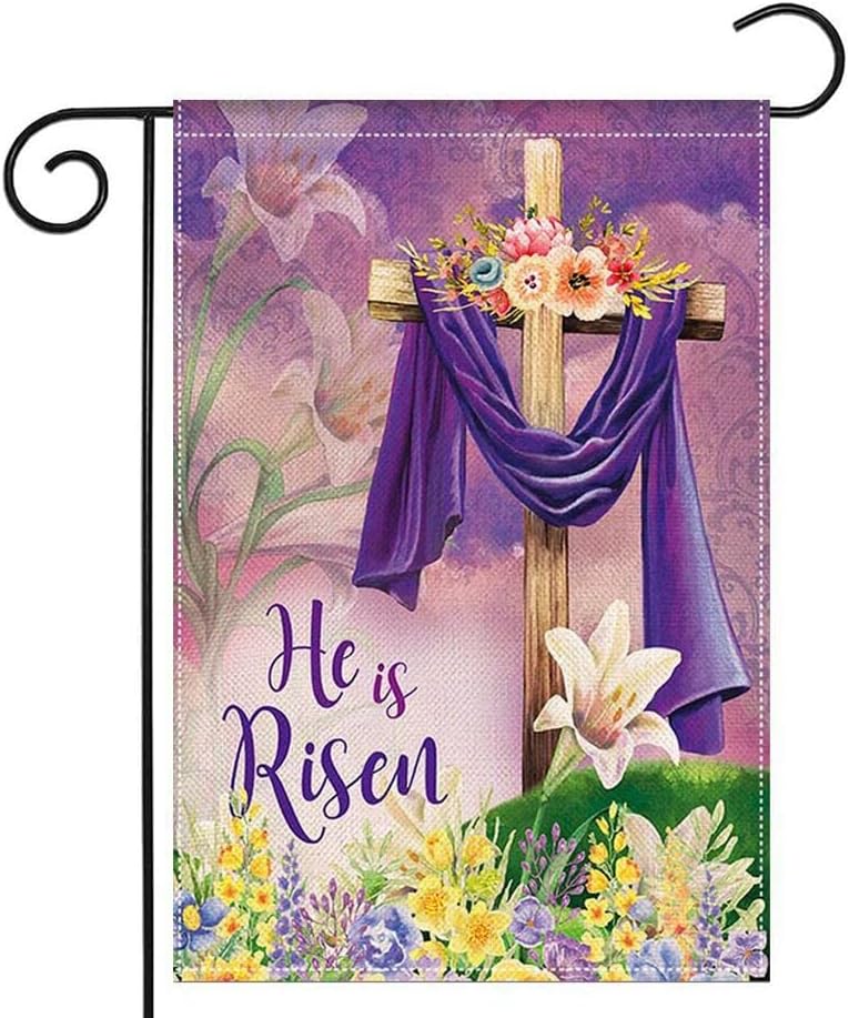 Amazon.com : He Is Risen Easter Garden Flag 12 x 18 Inch Vertical ...