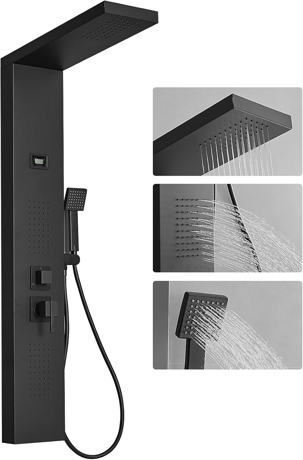 BWE 3 In1 Shower Panel Tower System Multi-Function Black Shower Panel ...