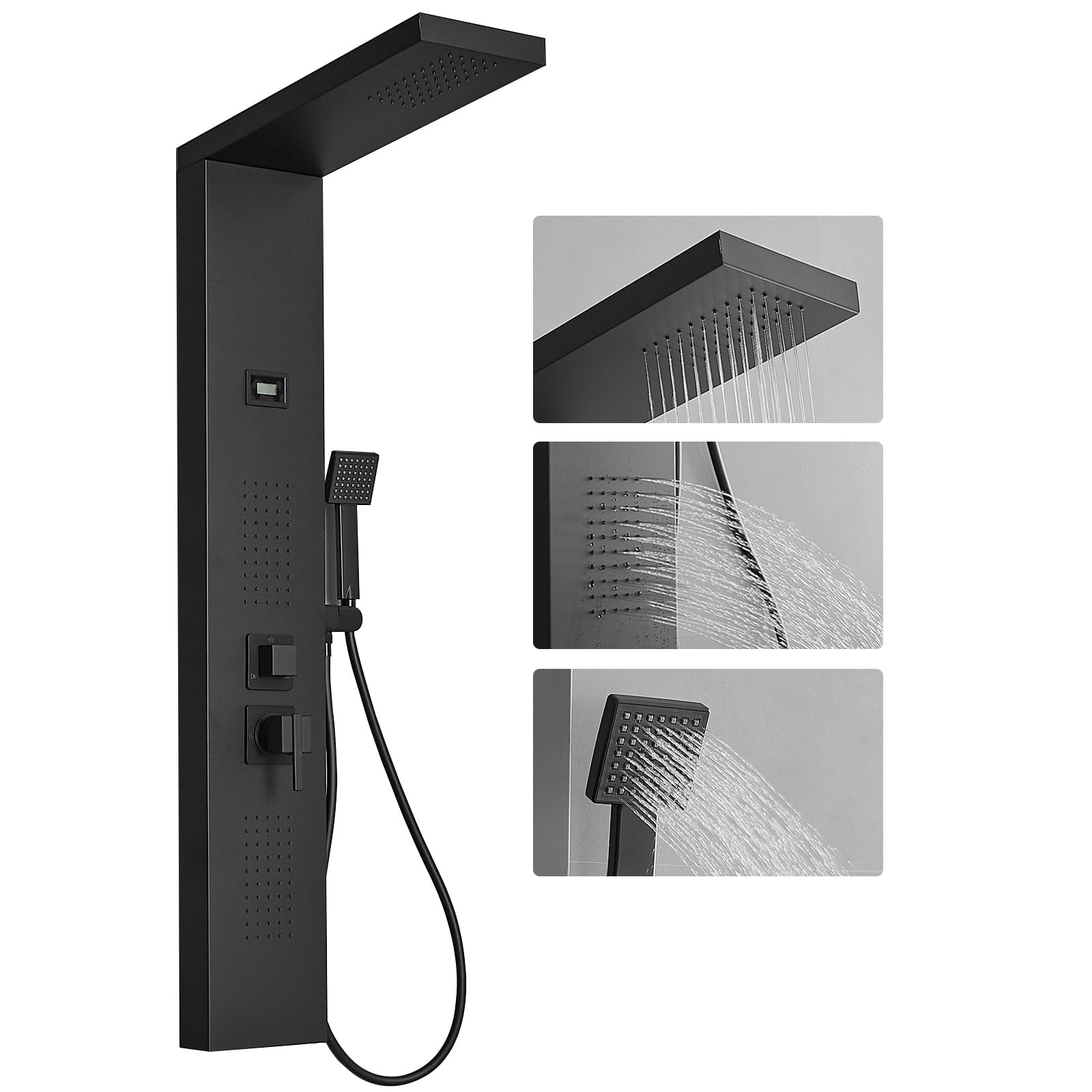BWE 3 In1 Shower Panel Tower System Multi-Function Black Shower Panel ...