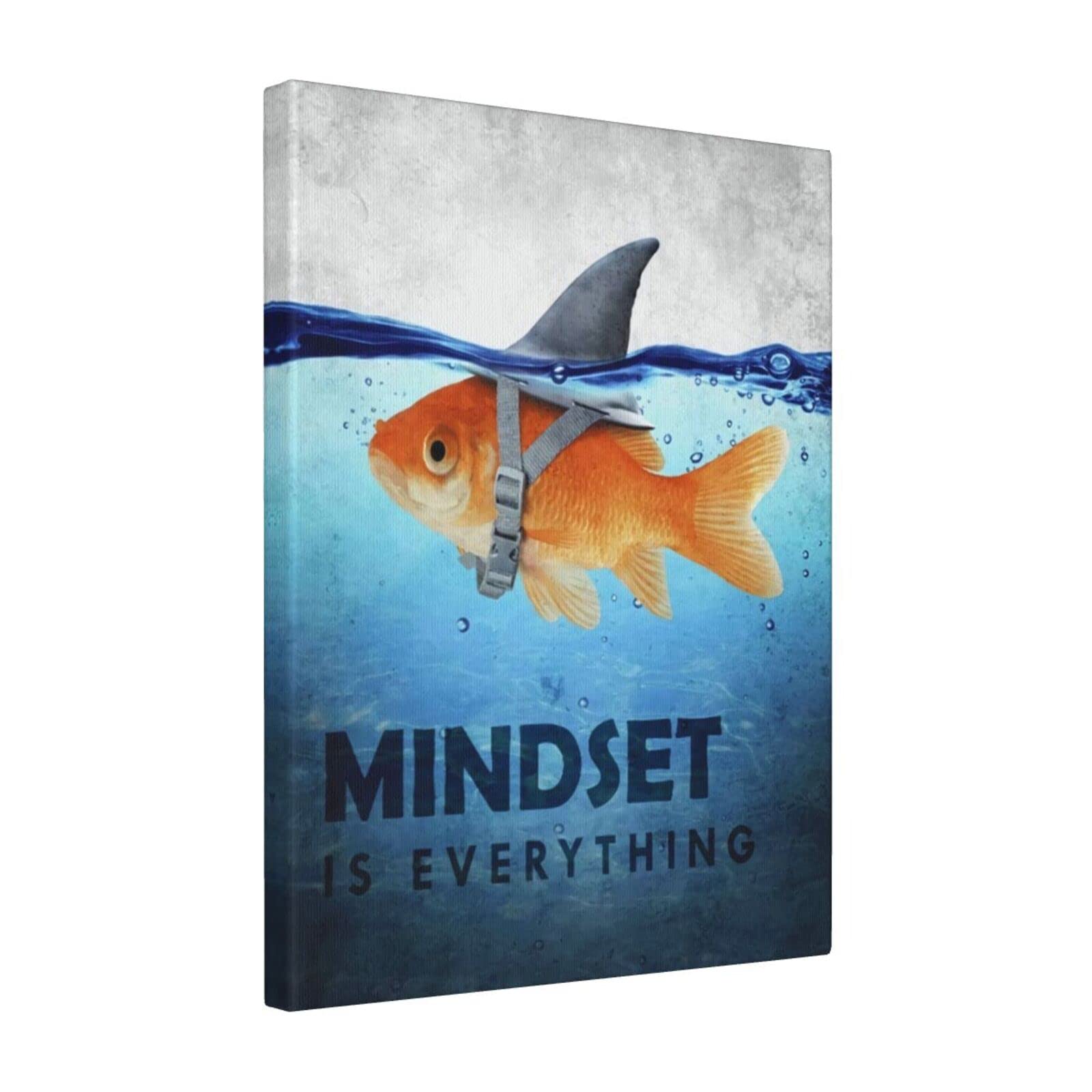 Amazon.com: Motivational Wall Art Mindset is Everything Goldfish Shark ...