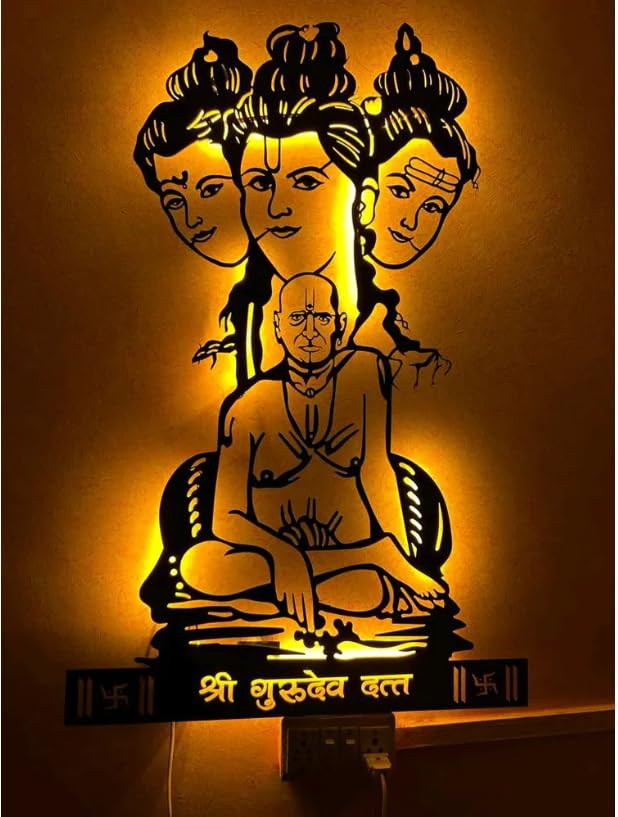 Shri Swami Samarth Metal Wall Art with light - Wall Decoration | Wall ...