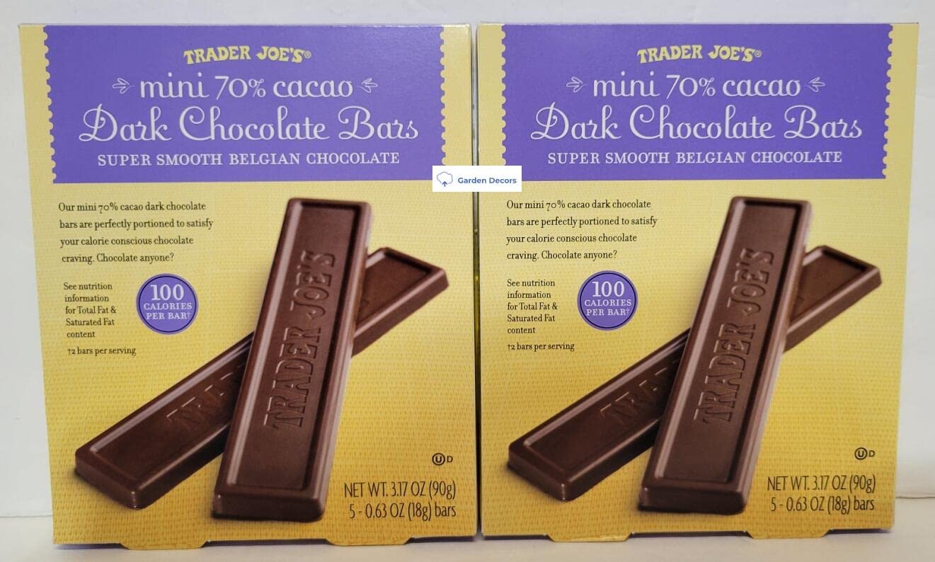 Amazon.com: Trader Joe's Mini 70% Cacao Dark Chocolate Bars 100 Calories 3.17oz 90g (Two Boxes ...