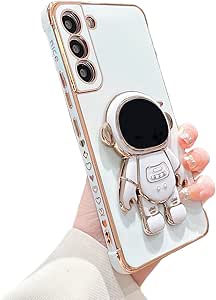 Amazon.com: phylla for Samsung Galaxy S22 5g 6.1" Phone Case Luxury Plating Astronaut Stand ...