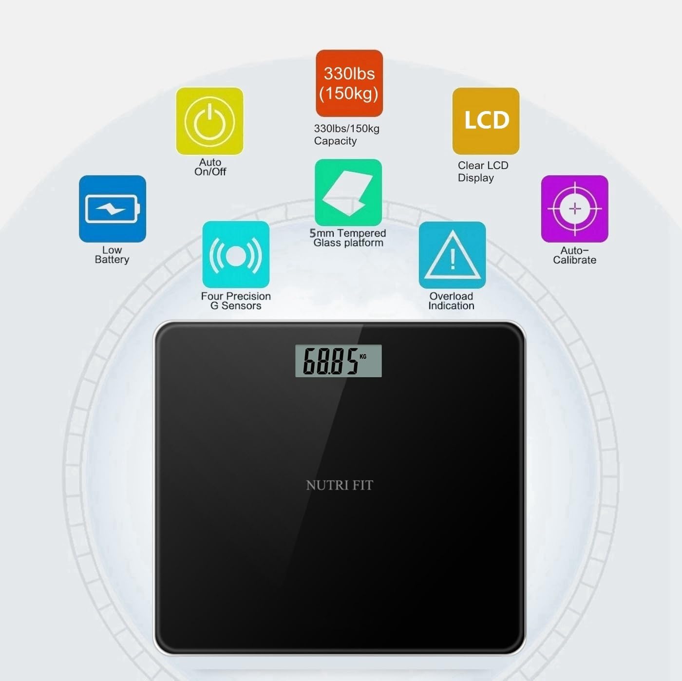 NUTRI FIT Digital Bathroom Scale for Body Weight, Bath Scale for ...