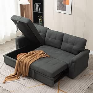 Panana Corner Sofa Bed, L-Shaped Sofa Corner Sofa, 3 Seater Pull out Sofa Bed with Storage ...