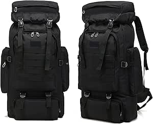 NC Large Capacity Canvas Hiking Backpack,80L Mountain Climbing Camping ...