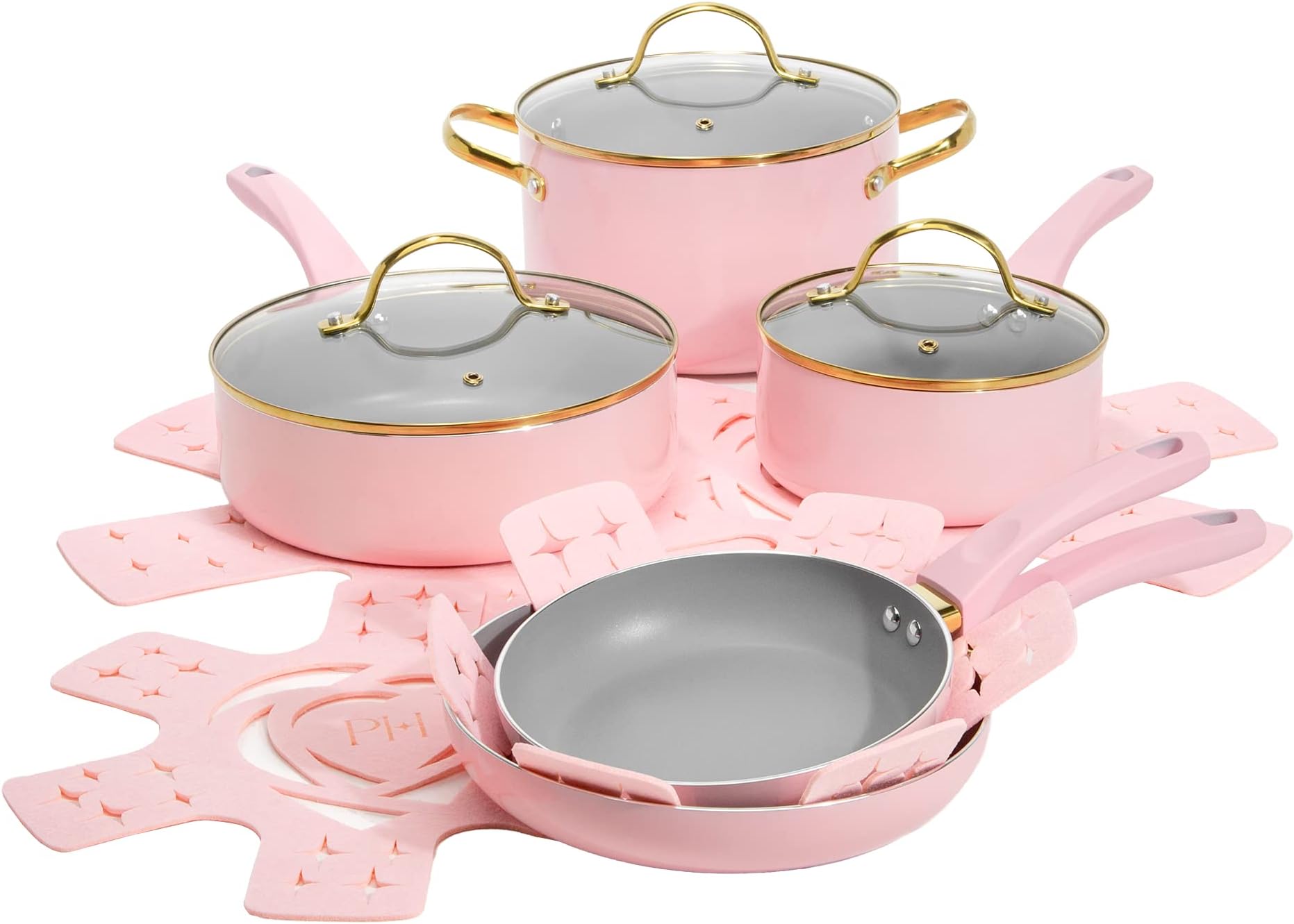 Amazon.com: Paris Hilton Iconic Nonstick Pots and Pans Set, Multi-layer ...