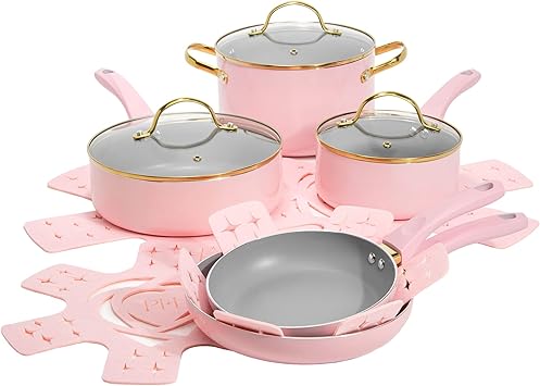 Paris Hilton Epic Nonstick Pots and Pans Set, Multi-Layer Nonstick ...