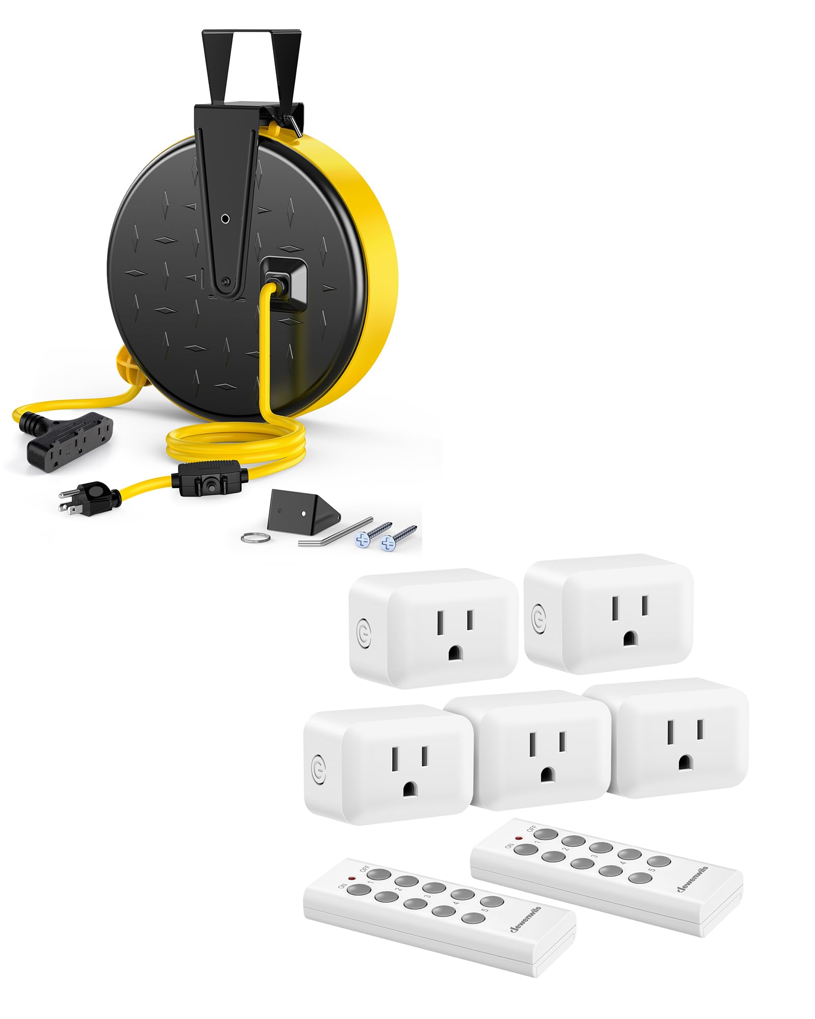 Amazon.com: DEWENWILS 30 Ft Retractable Extension Cord Reel & 100FT ...