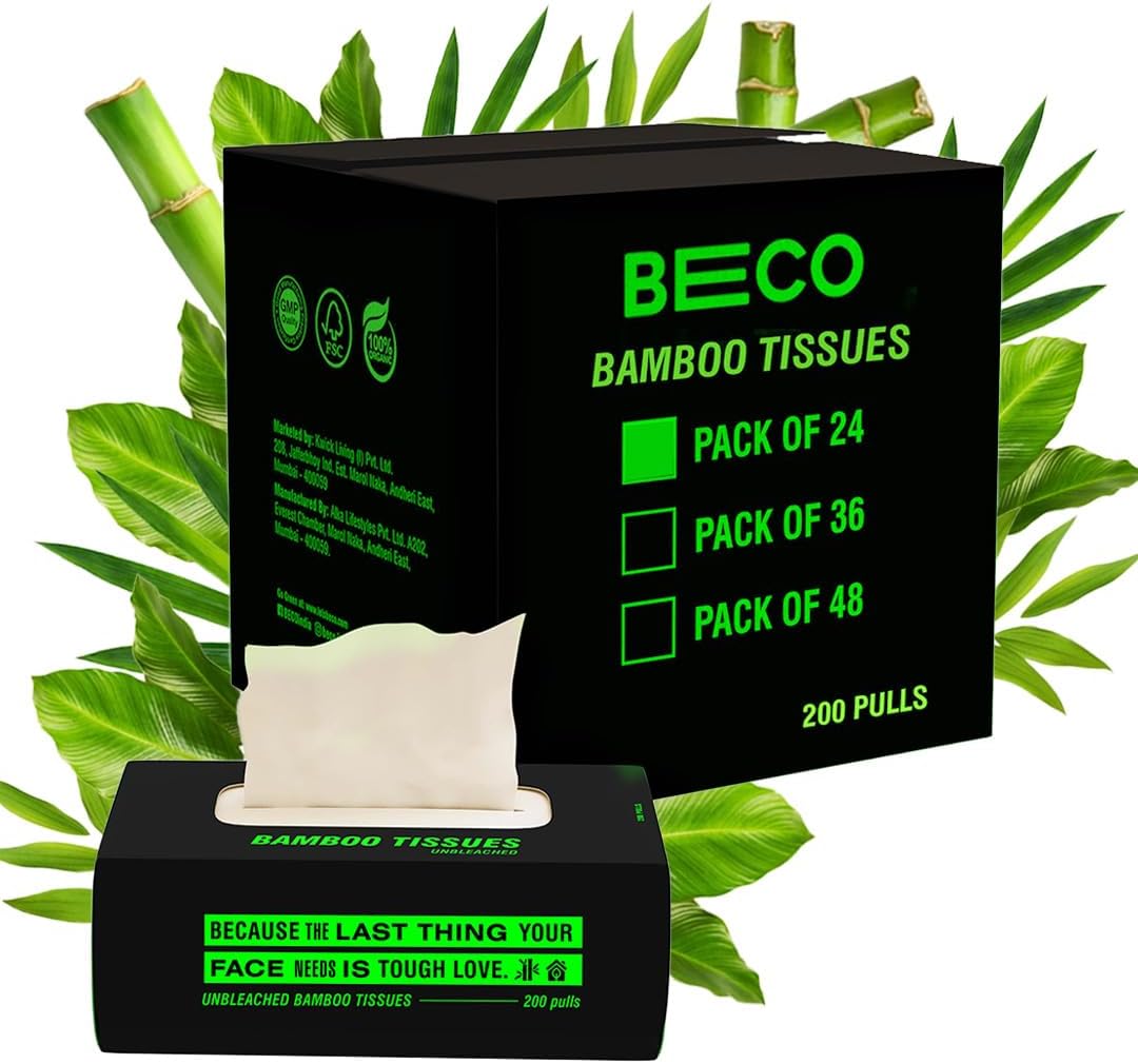 Beco Bamboo Bulk Pack Super Soft 2-Ply Tissue Box 200 Pulls Each, 100% ...