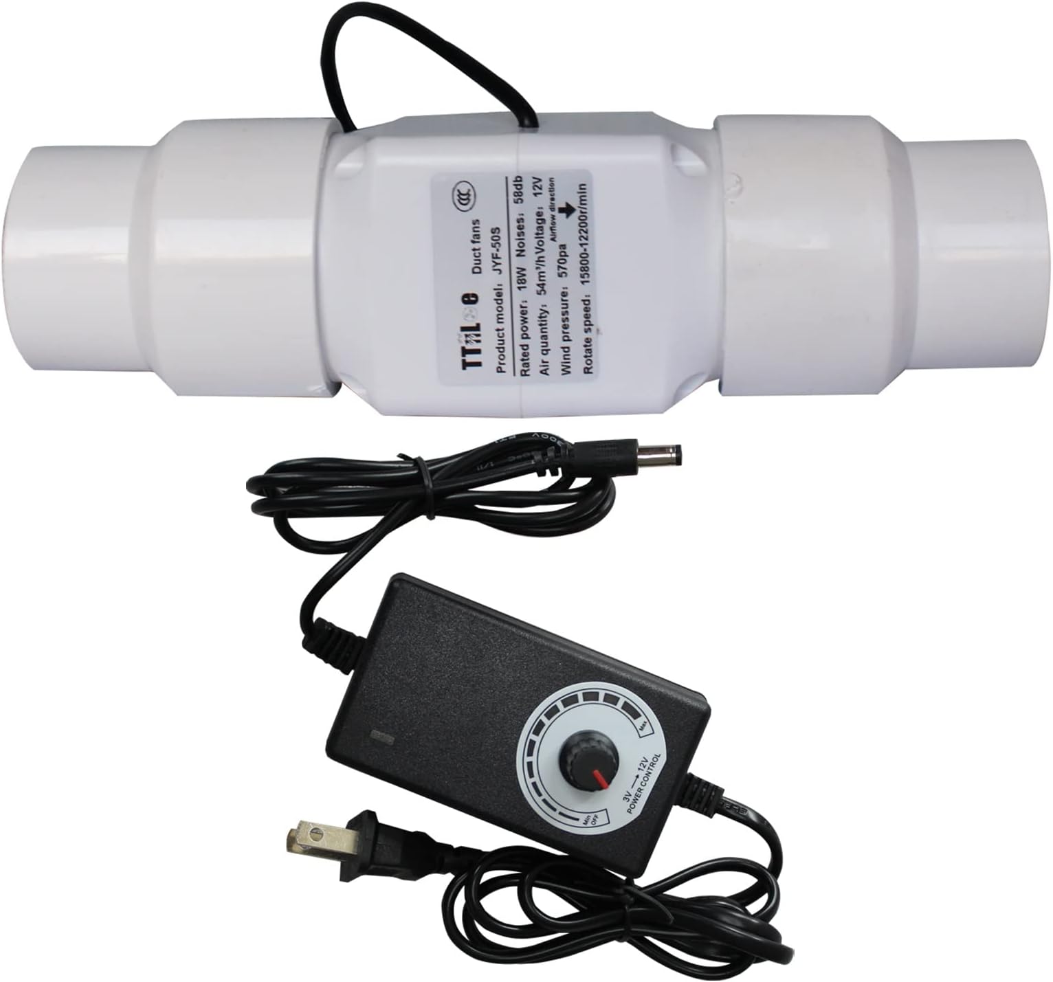 Amazon.com: TTiiLoe 2 Inch 18W 12V Small Duct Fan with 40mm PVC Pipe ...