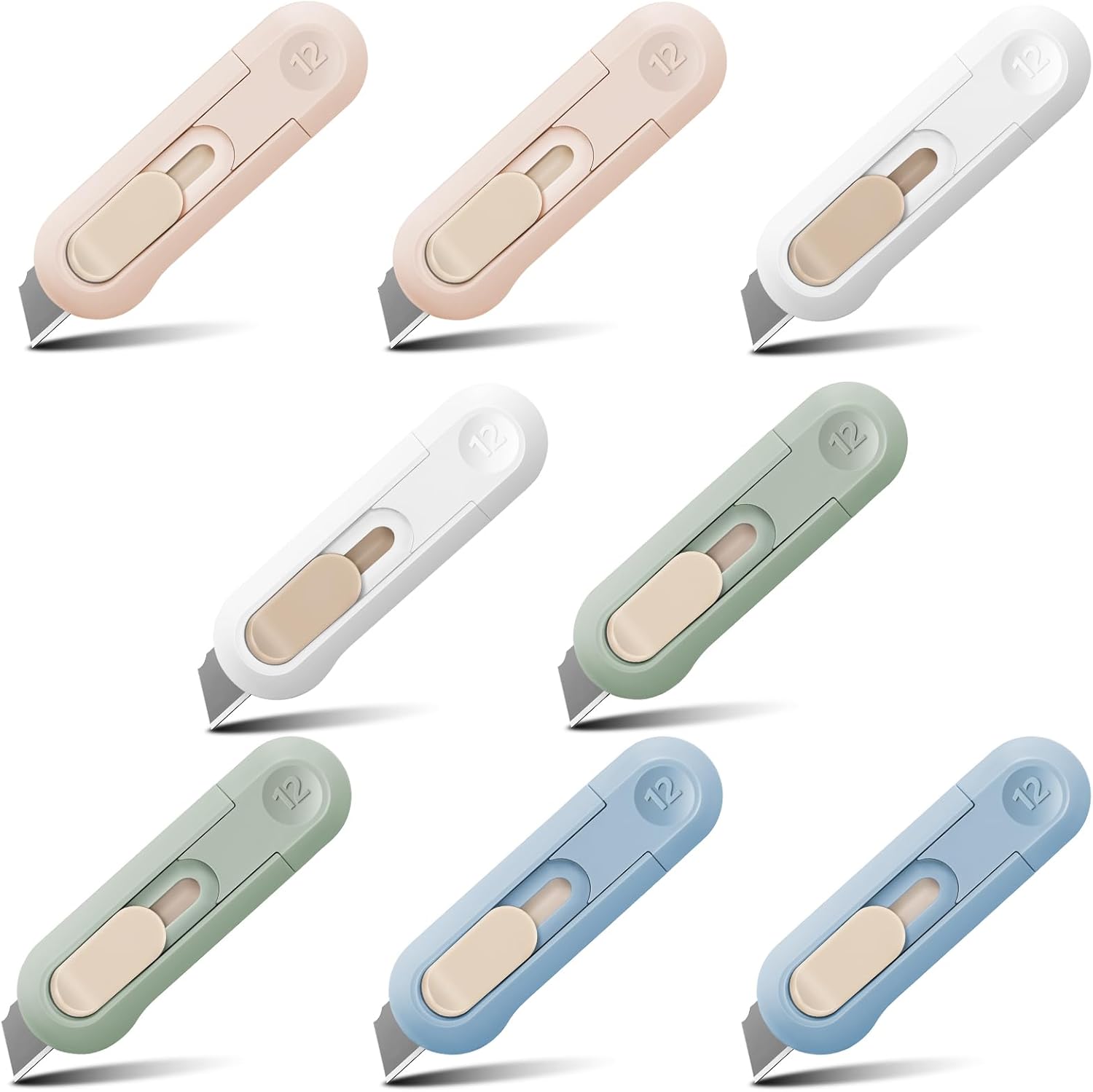 8 Pack Utility Knife Box Cutters, Retractable Letter Opener, Mini Box ...